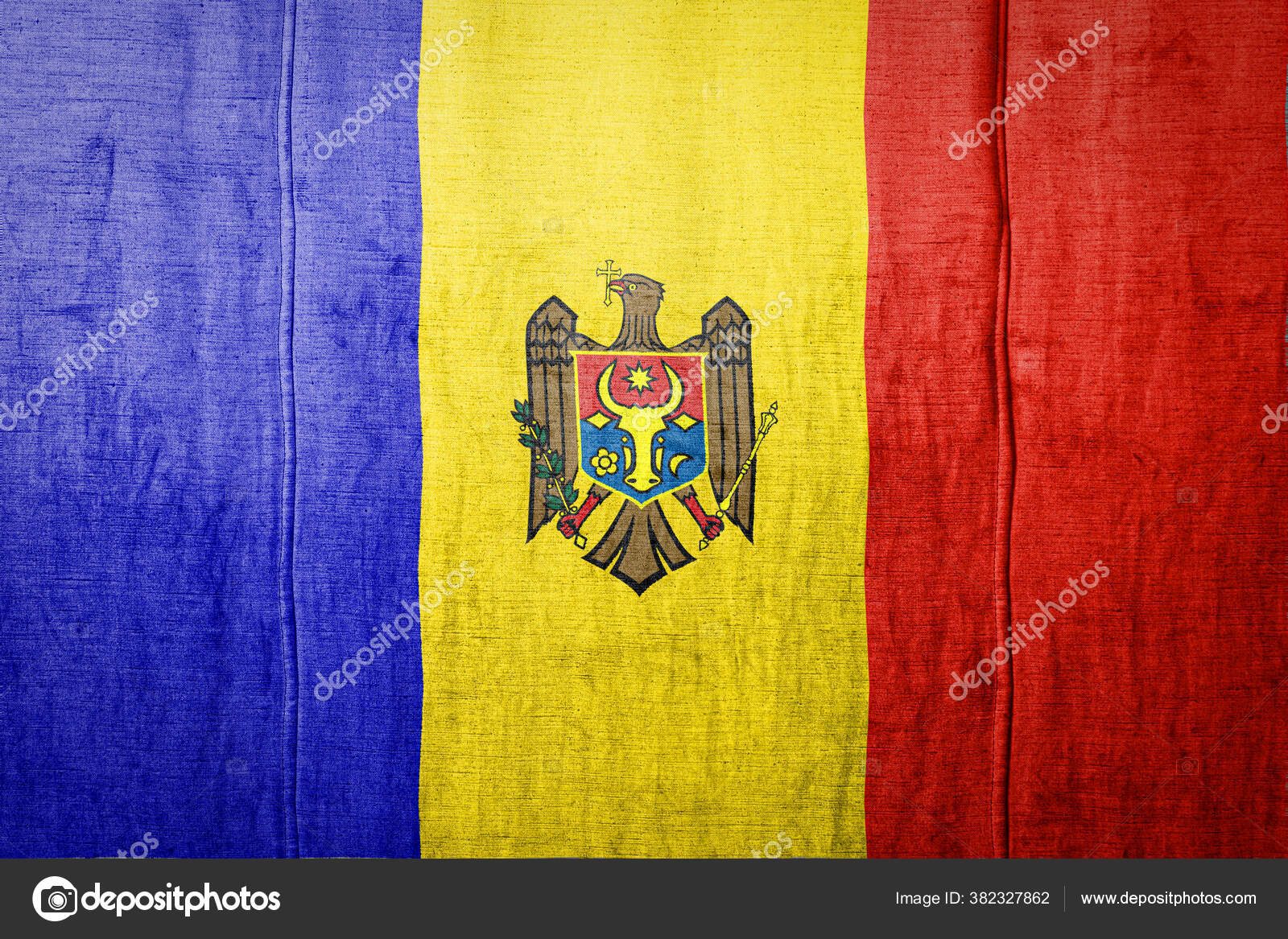 National Flag Moldova Depicting Paint Colors Old Textile Flag Banner ...