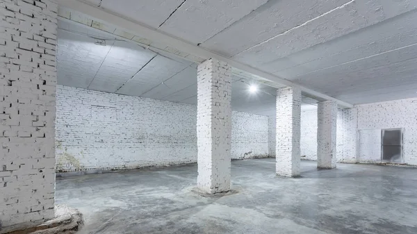 Industrial Building Interior White Brick Walls Concrete Floor Empty ...