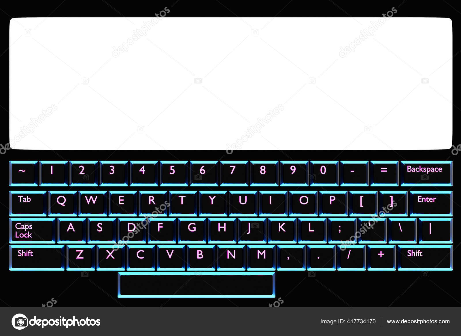 Illustration Close Realistic Computer Laptop White Monitor Keyboard ...