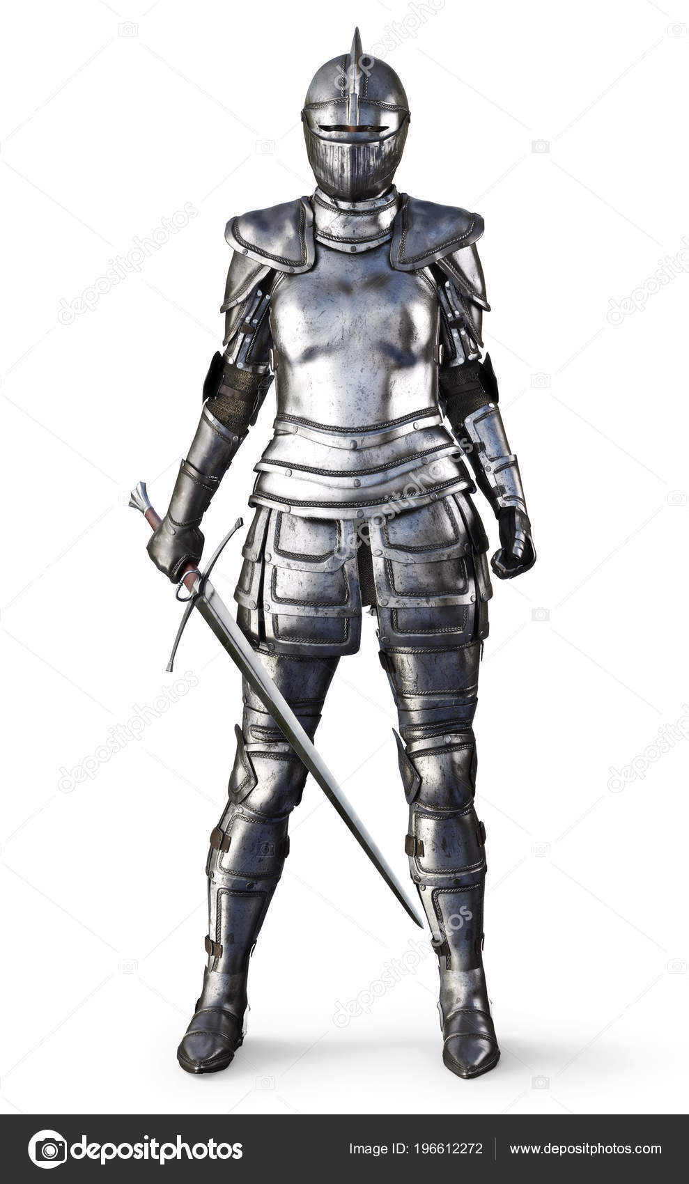 Female Knight Isolated White Background Rendering ⬇ Stock Photo, Image ...