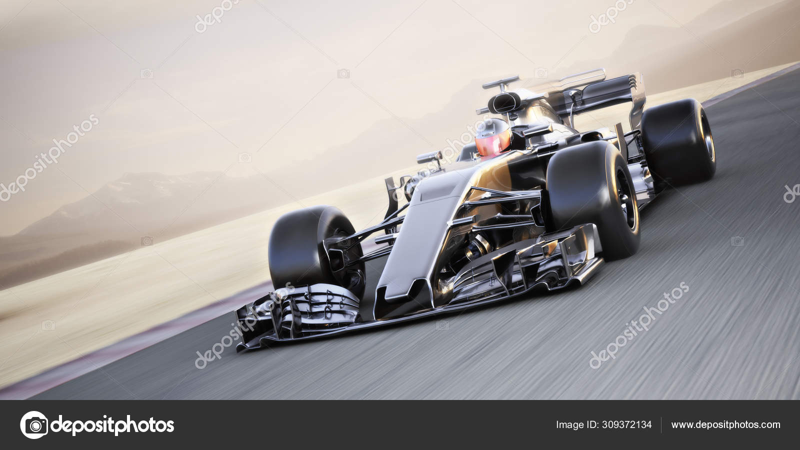 Motor Sports Competitive Team Racing Fast Moving Generic Race Car Stock ...