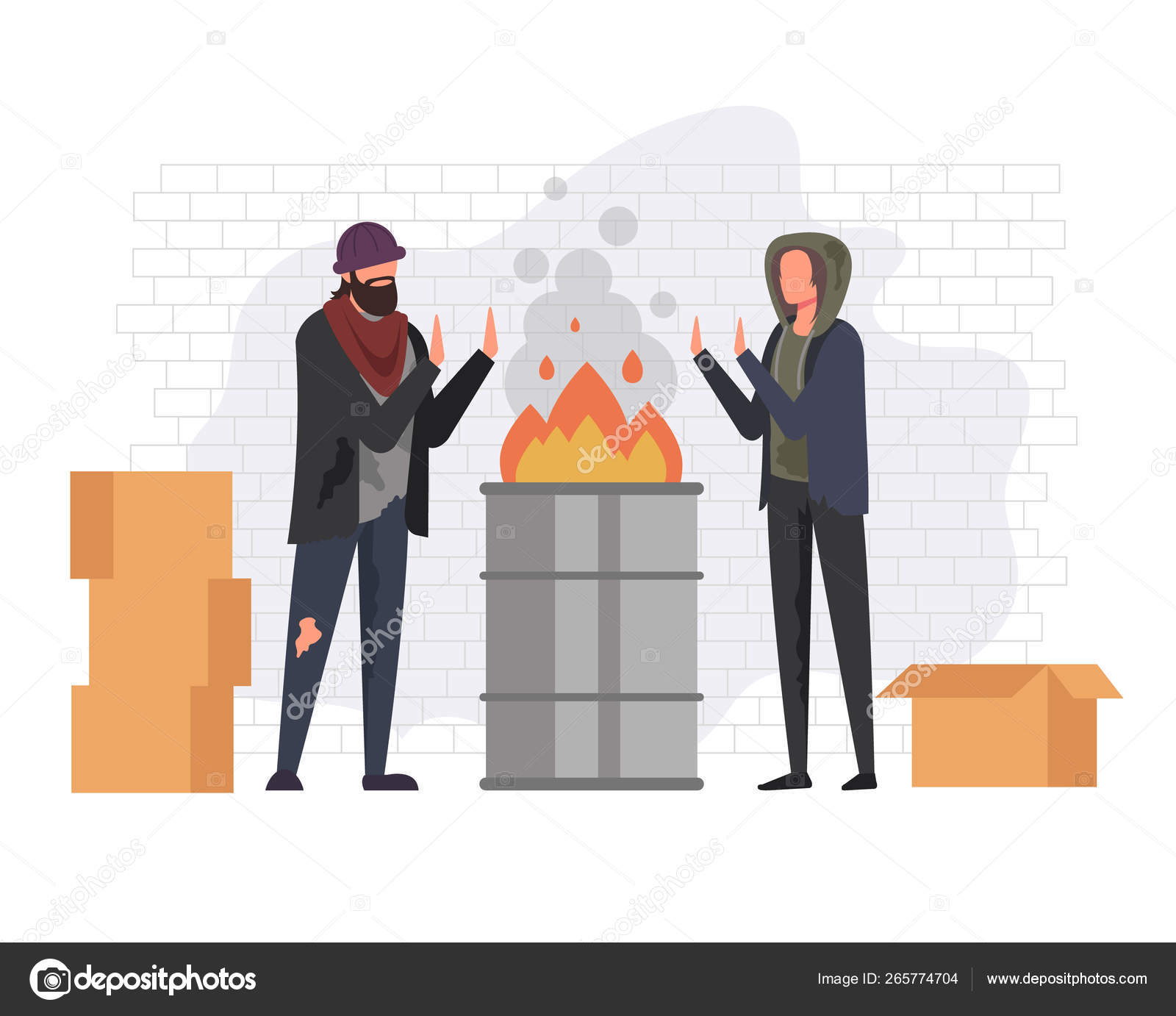 Homeless Man In A Box Clipart