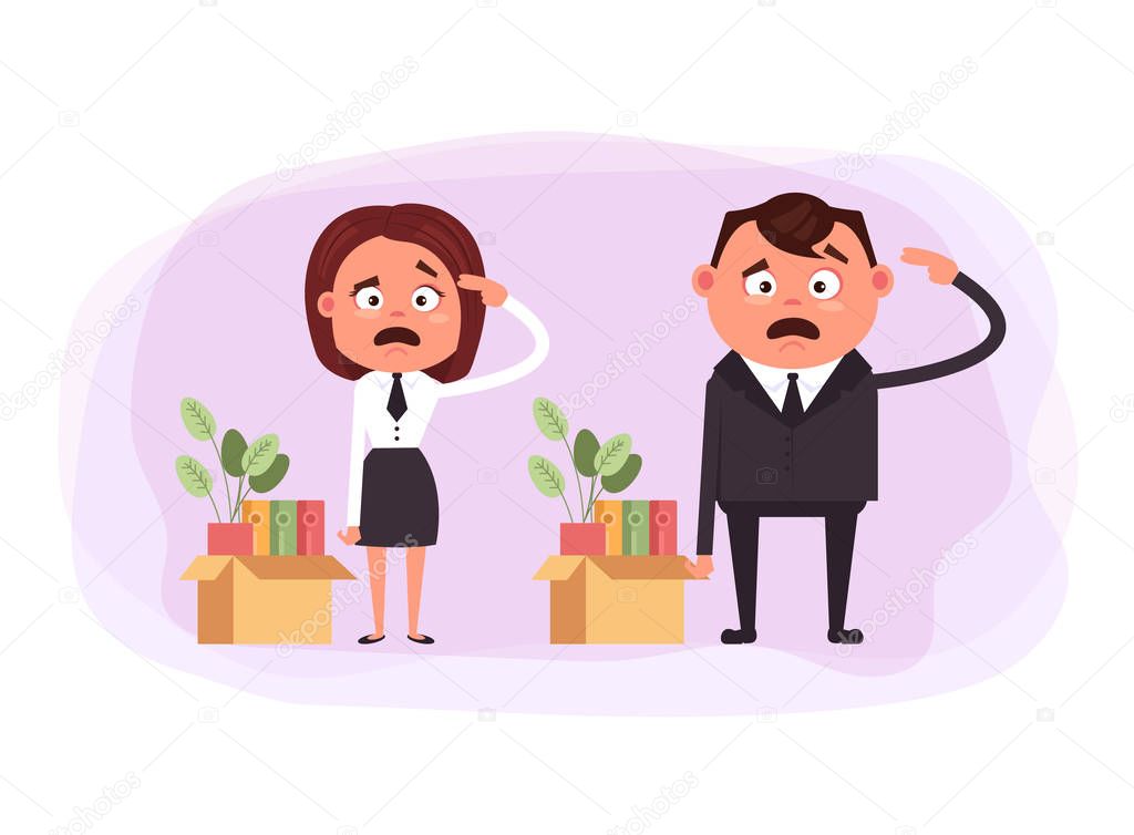 Despido trabajadores de oficina hombres mujeres despedidos personajes ...