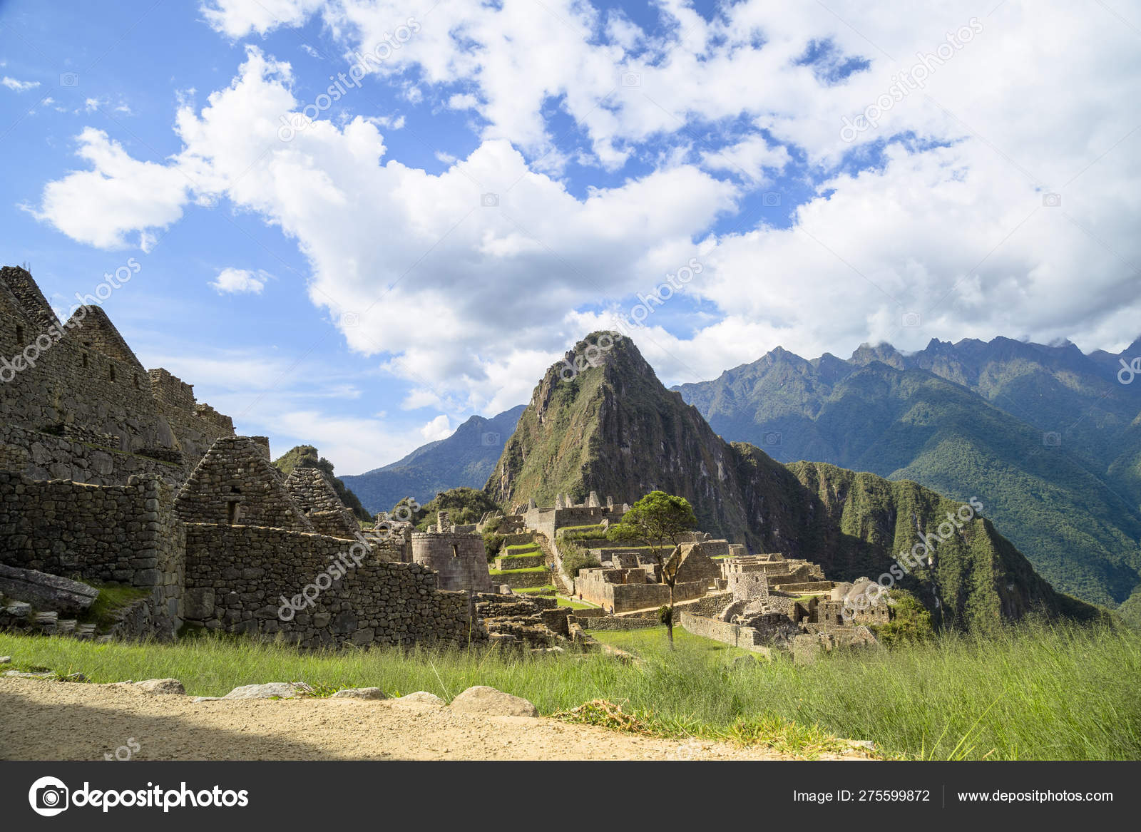 A unique and interesting view of the ancient Inca site of Machu Picchu ...