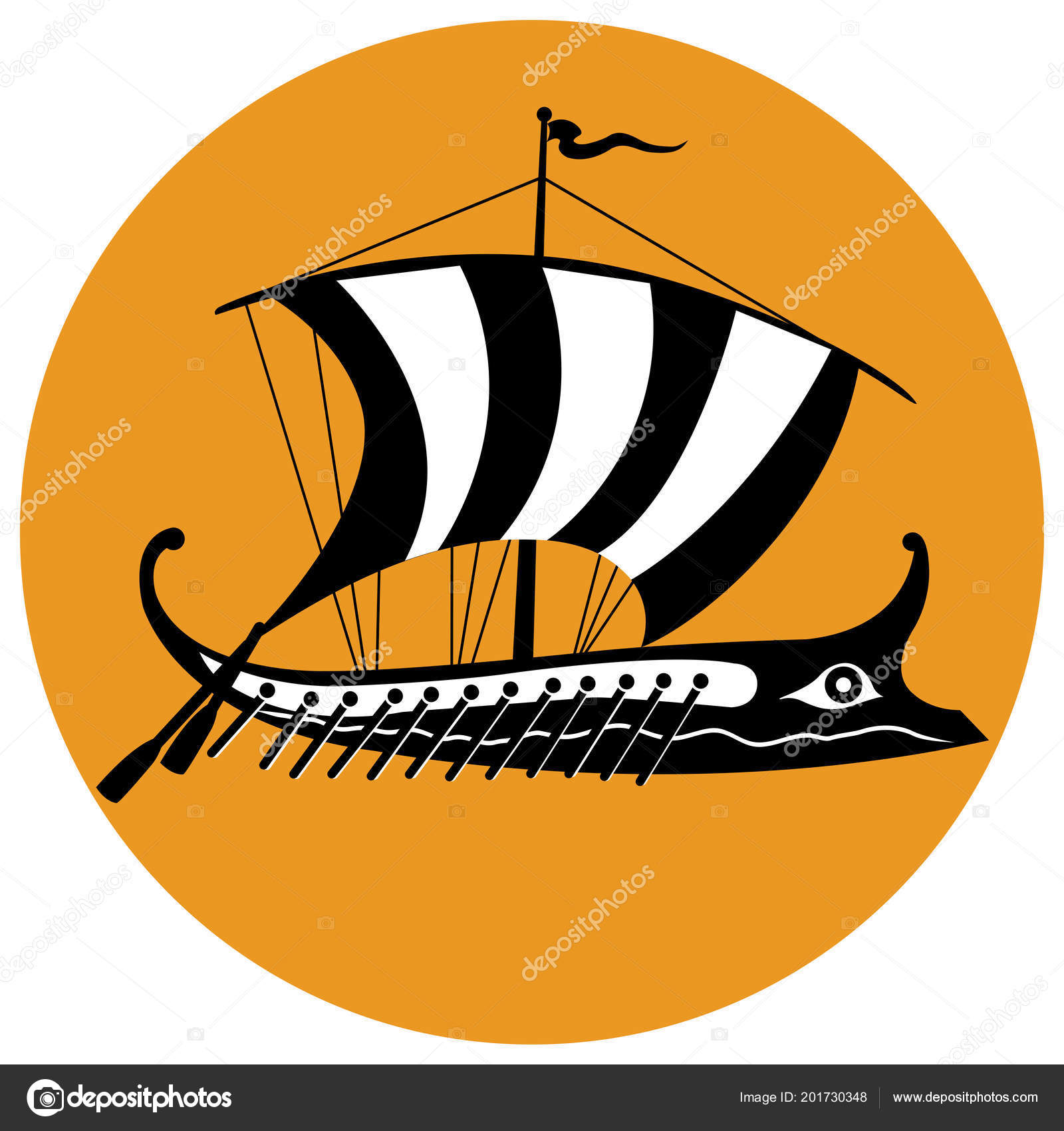 Greek Ancient Trireme Ship Vector Illustration Stock Vector Image by ...