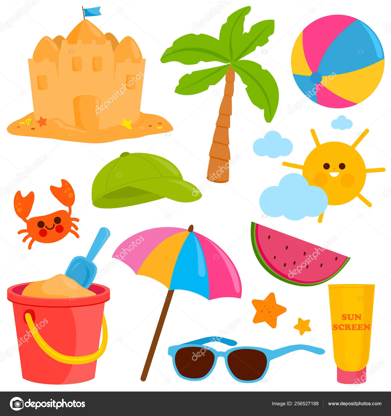 Summer theme beach vacation design elements. Stock Vector by ©stockakia 256527188