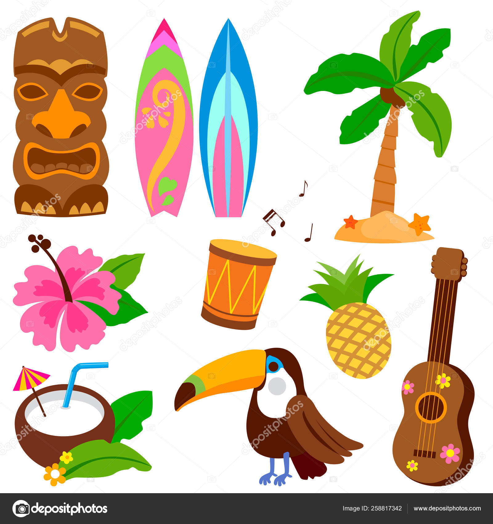 Hawaiian vector collection Stock Vector Image by ©stockakia #258817342