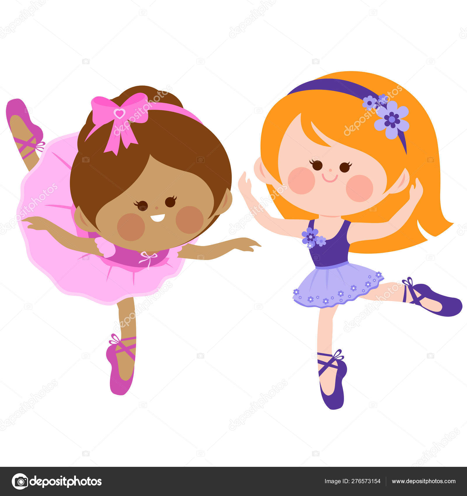 Pretty Cartoon Girl Dancing Stock Illustration „Graceful Cute