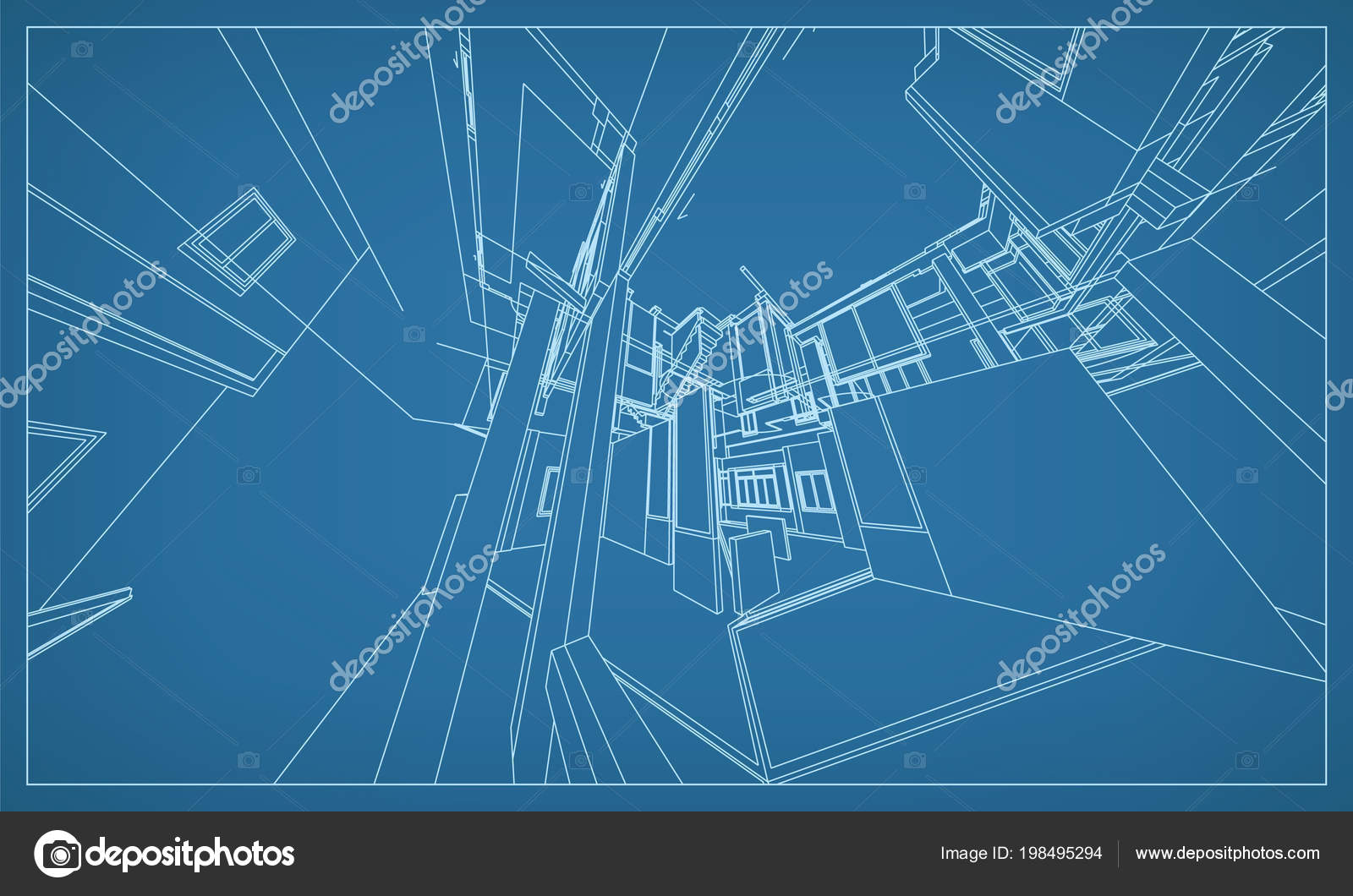 Abstract Render Building Wireframe Structure Vector Construction ...