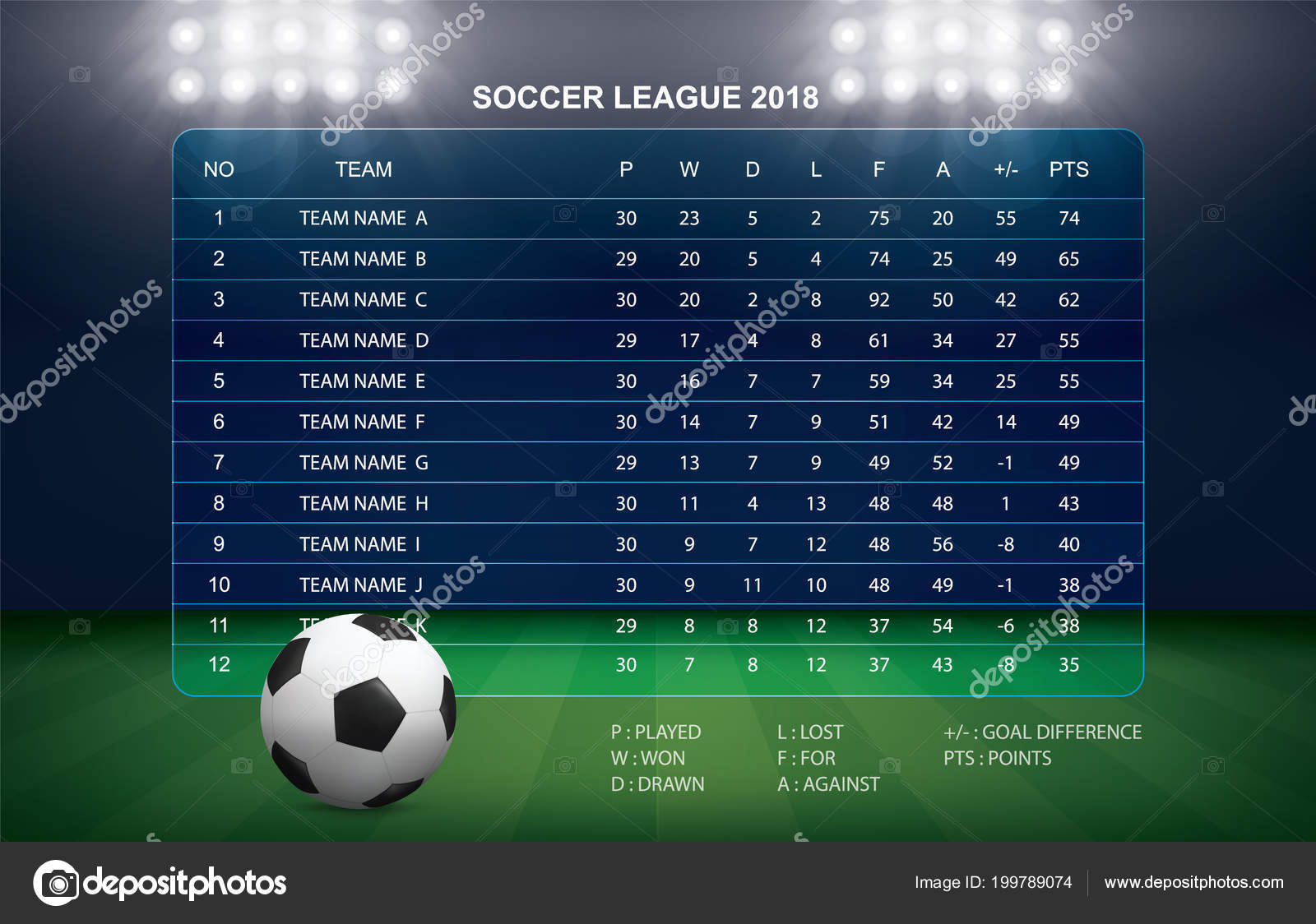 Soccer Table Background Sport Stadium Vector Illustration Stock Vector ...