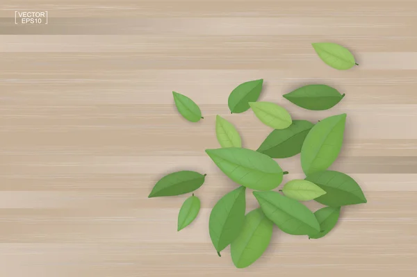 Ramas Hojas Verdes Sobre Fondo Textura Madera Marrón Ilustración ...