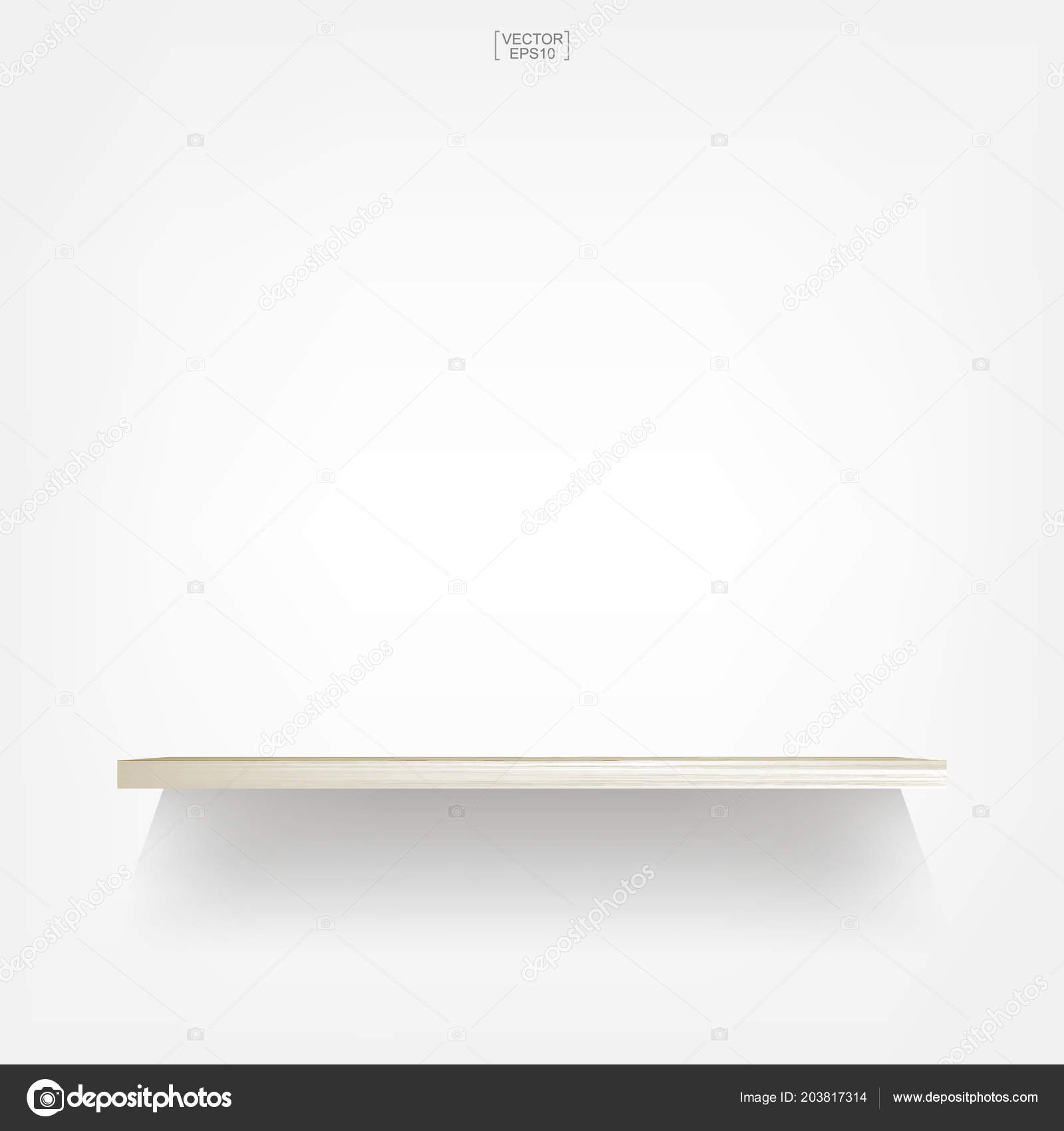 Empty Wood Shelf White Background Soft Shadow Empty Wooden Shelves ...