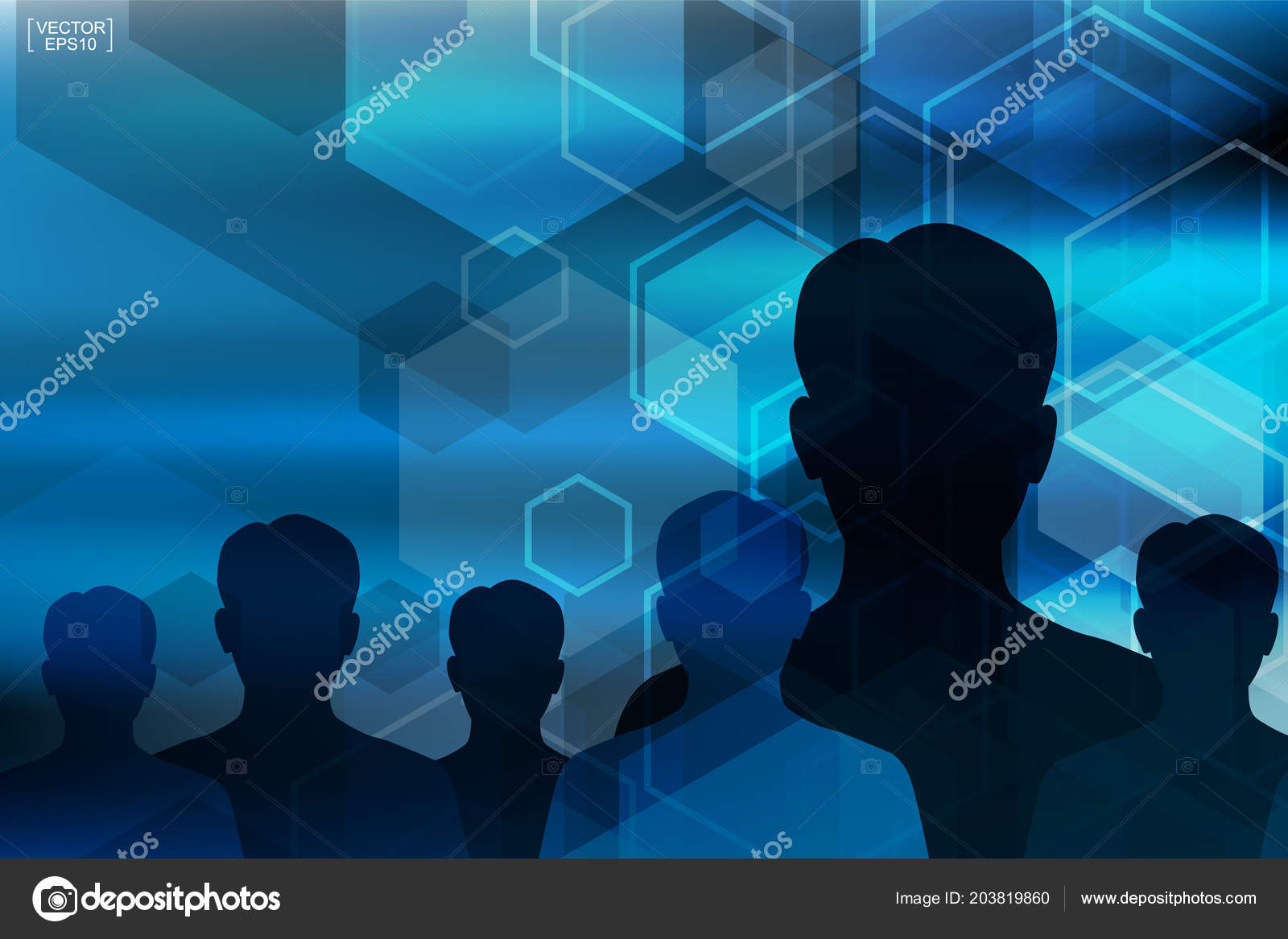 Abstract Blue Technology Background Human Symbol Vector Illustration ...