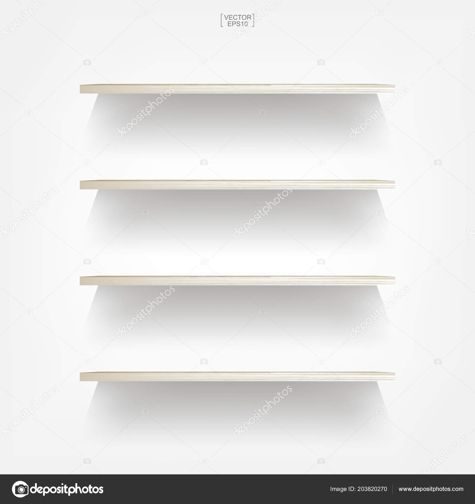 Empty Wood Shelf White Background Soft Shadow Empty Wooden Shelves ...
