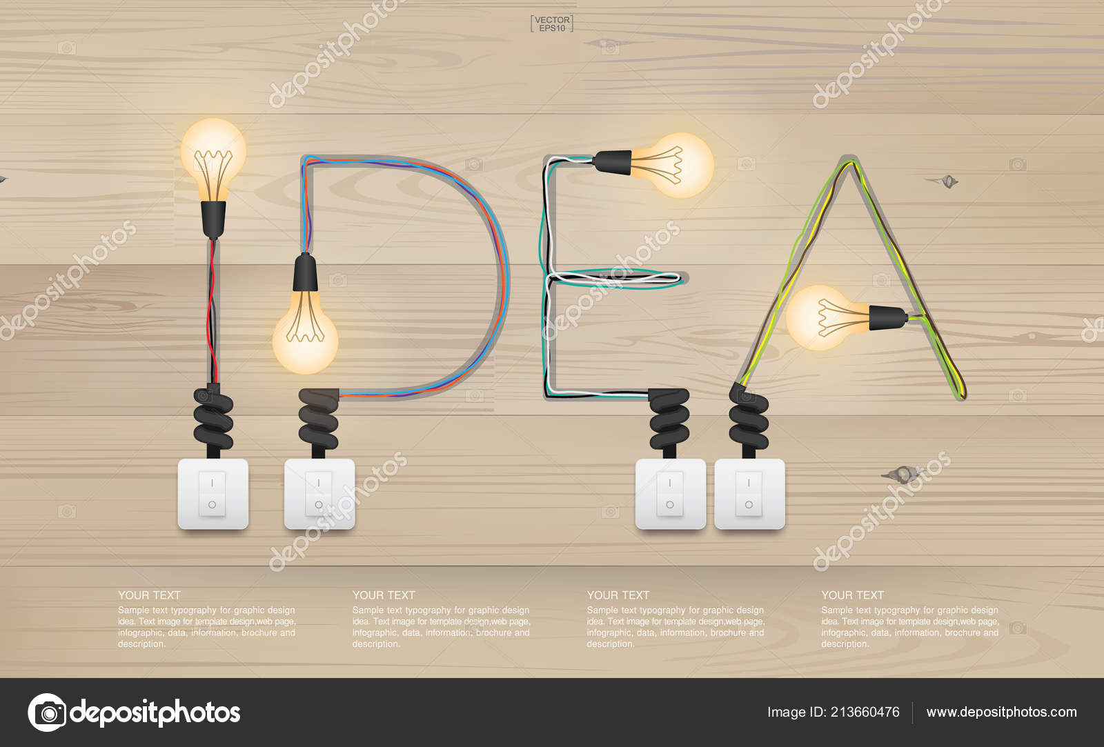 Idea Abstract Alphabet Light Bulb Light Switch Wood Texture Background ...