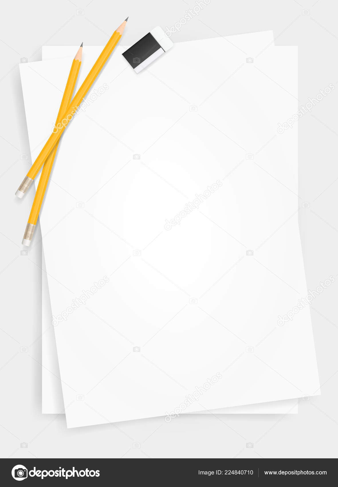 White Paper Sheet Background Pencil Eraser Vector Illustration Stock ...