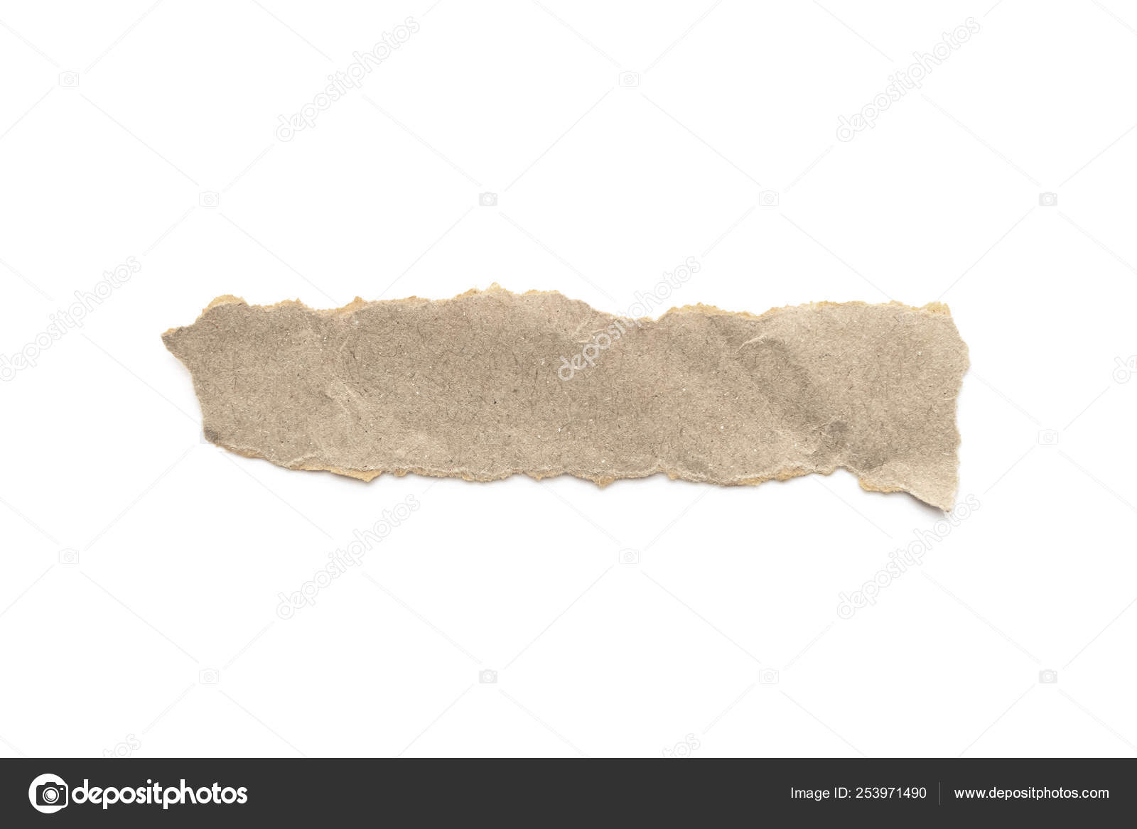 Recycled Paper Craft Stick White Background Brown Paper Torn Ripped ...
