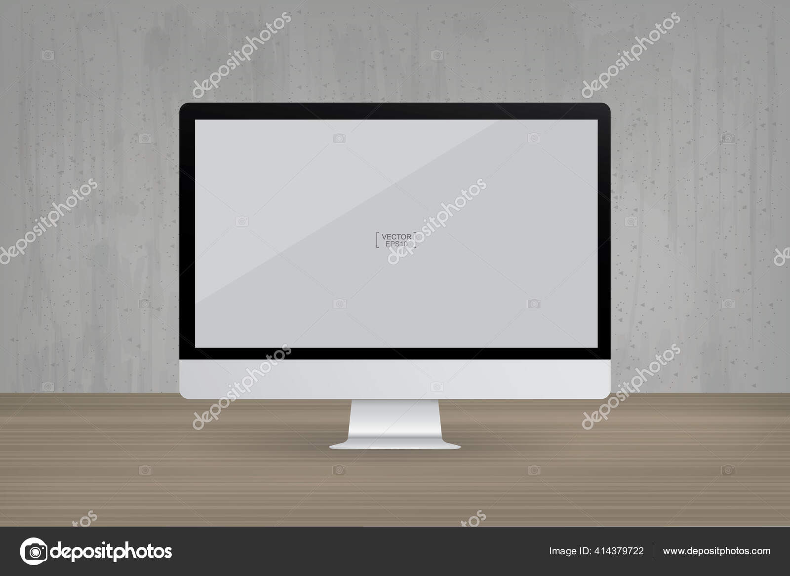 Modern Computer Table Working Area Vector Illustration Stock Vector by ...