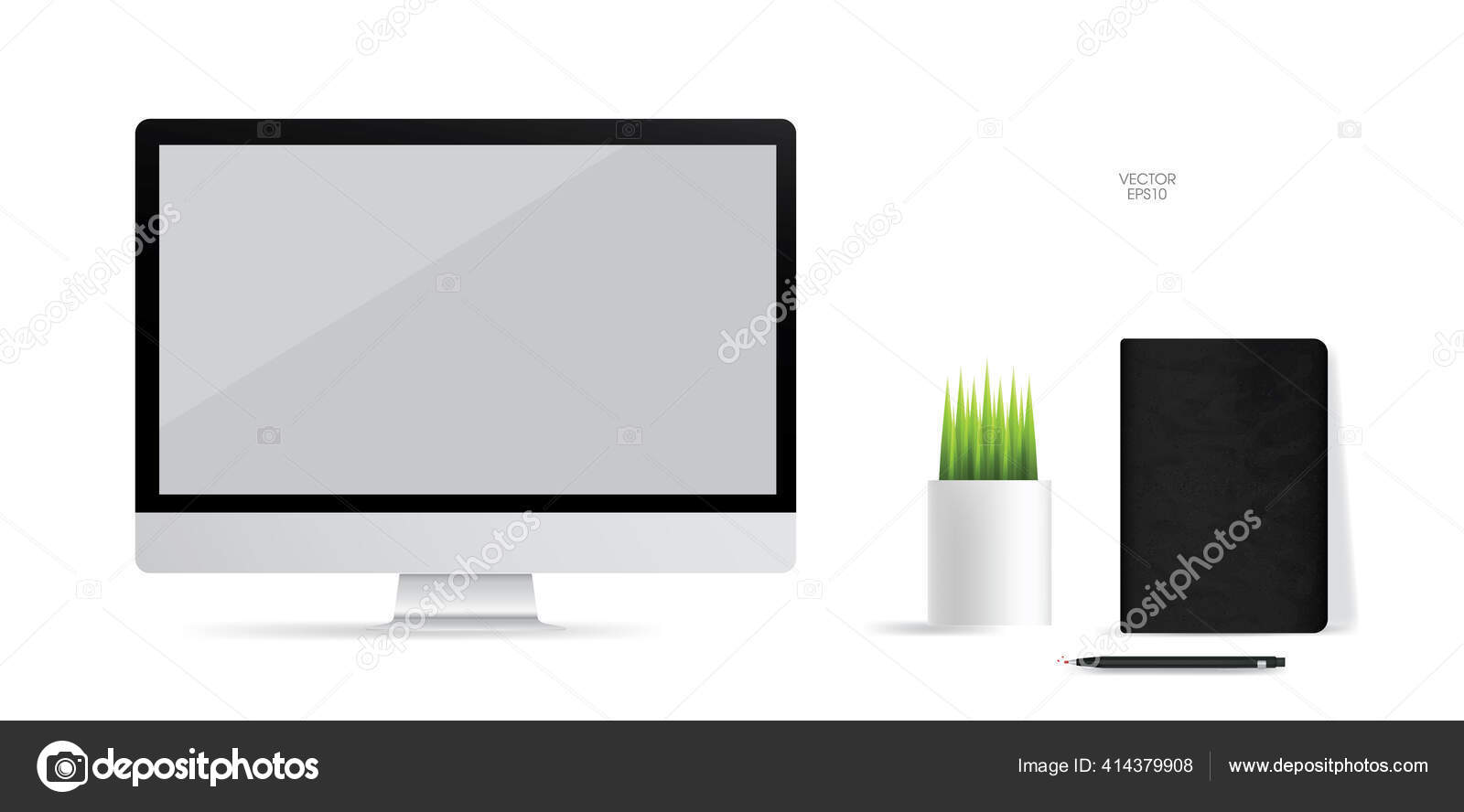 Computer Display Background Blank Screen Area White Vector Illustration ...