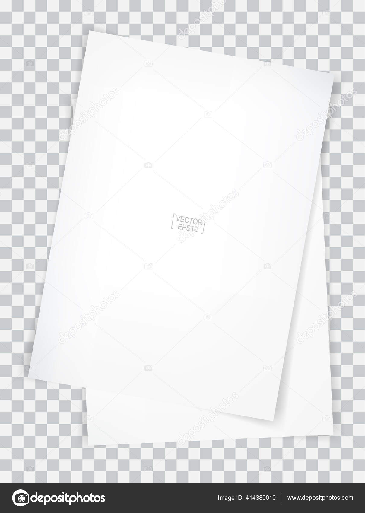 White Paper Sheet Transparent Background Soft Shadow Vector ...