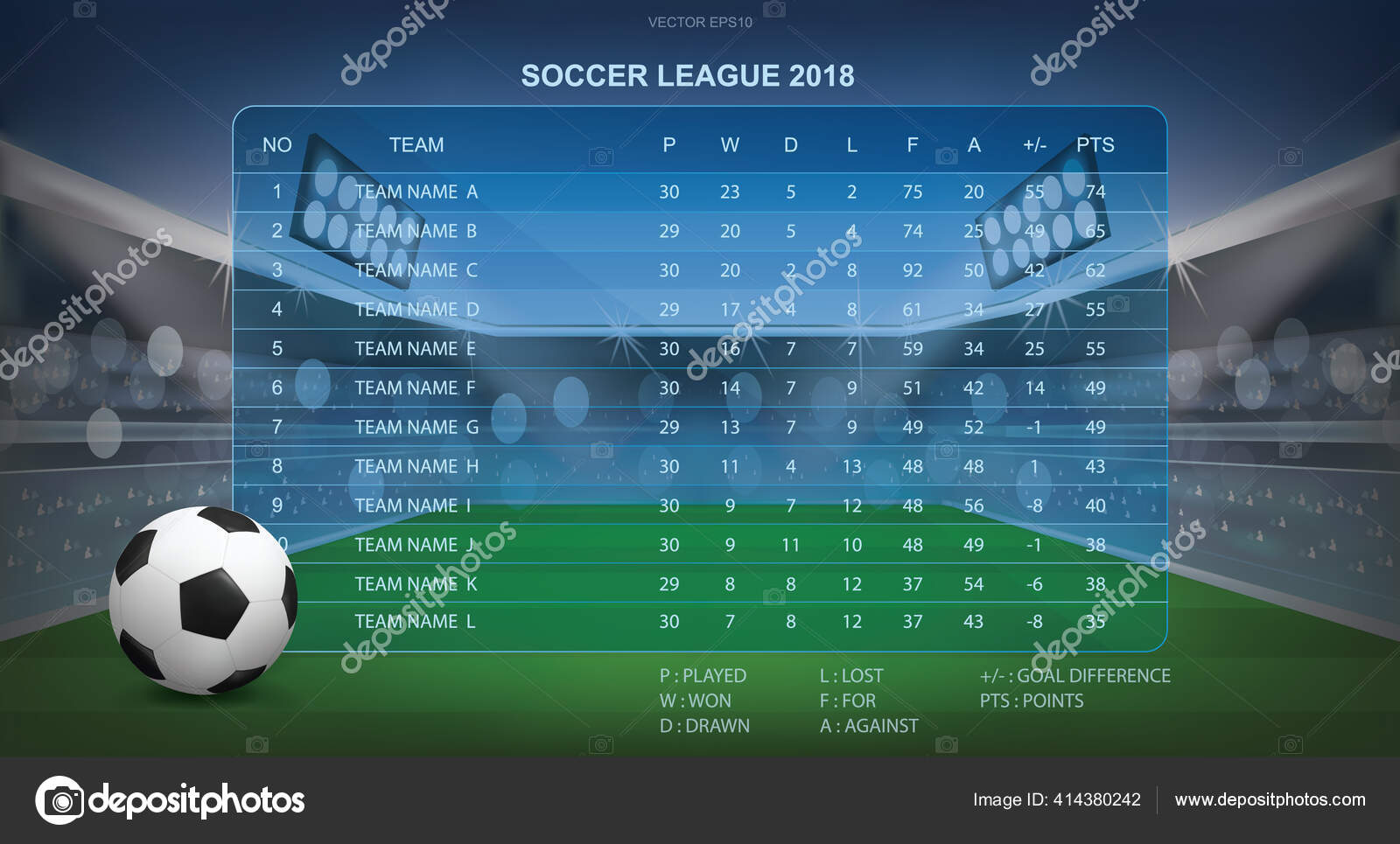 Soccer Score Table Background Football Stadium Vector Illustration ...
