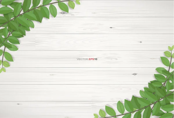 Wood Texture Background Green Leaves Realistic Vector Illustration ...