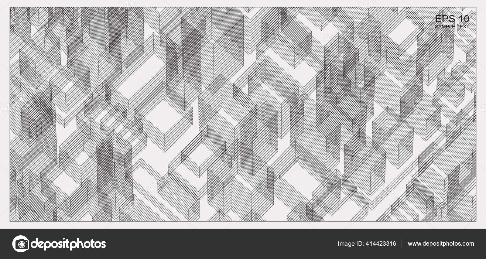 Abstract Matrix Wireframe Space Building Perspective Wireframe ...
