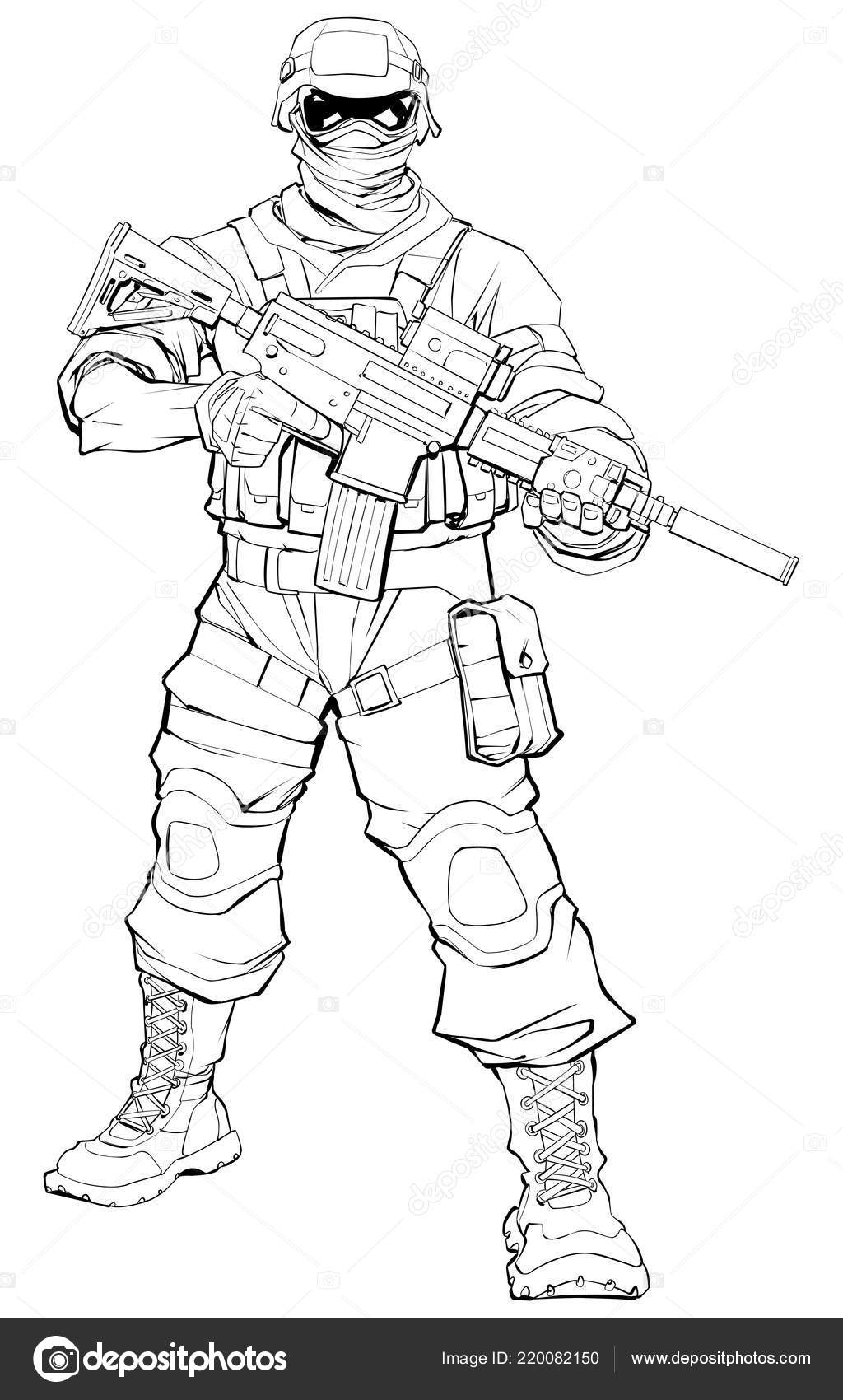 Soldier Line Art Stock Vector Image by ©Malchev #220082150