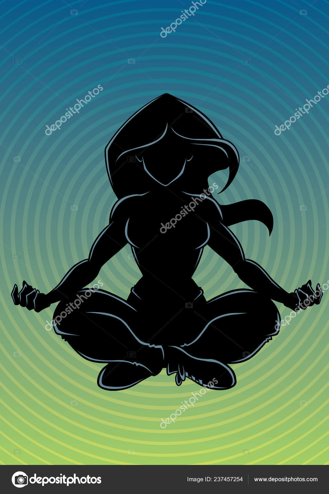 Meditating Woman Background Silhouette — Stock Vector © Malchev 237457254