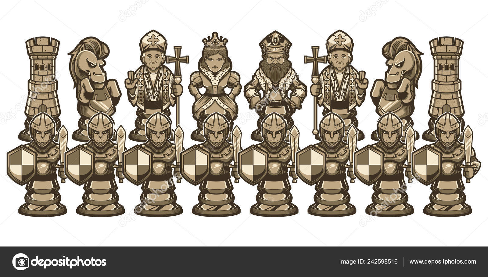 Chess Cartoon Figures White Stock Vector Image by ©Malchev #242598516