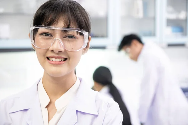 Young Lab Technician Looking Mircoscope Young Beautiful Chinese Woman ...