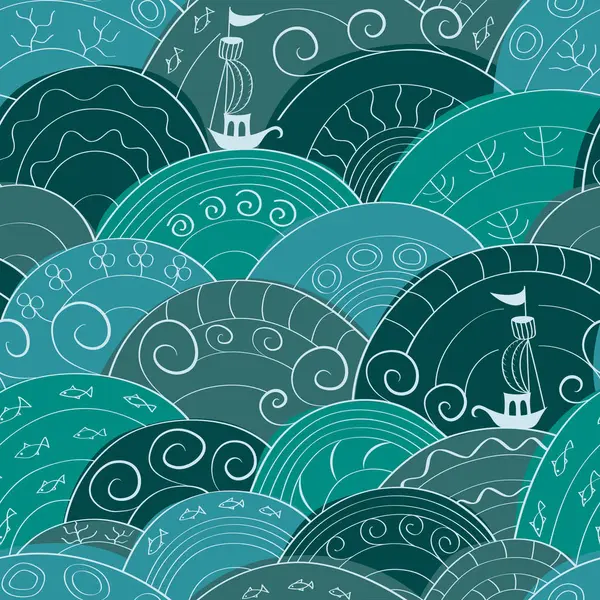 Vector Illustration Ocean Form Seamless Pattern Perfect Design Posters ...