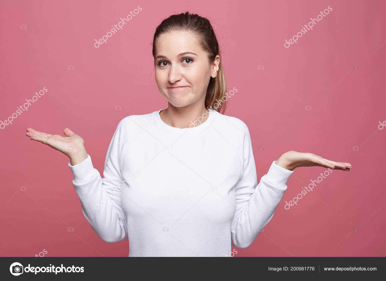 Human Emotions Feeling Concept Hesitant Pretty Young European Woman ...