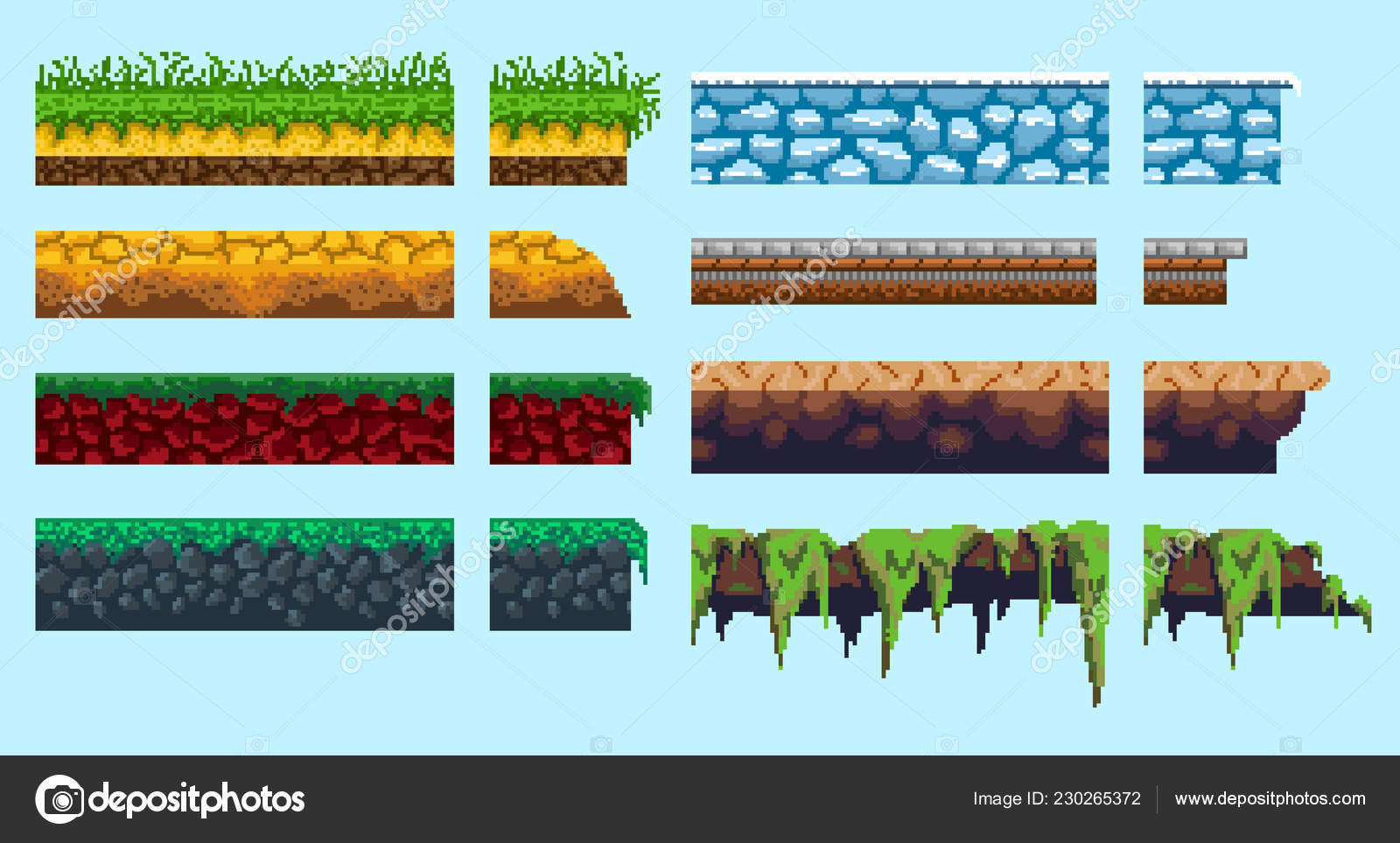 A set of basics for creating pixel seamless landscape Stock Vector by ...