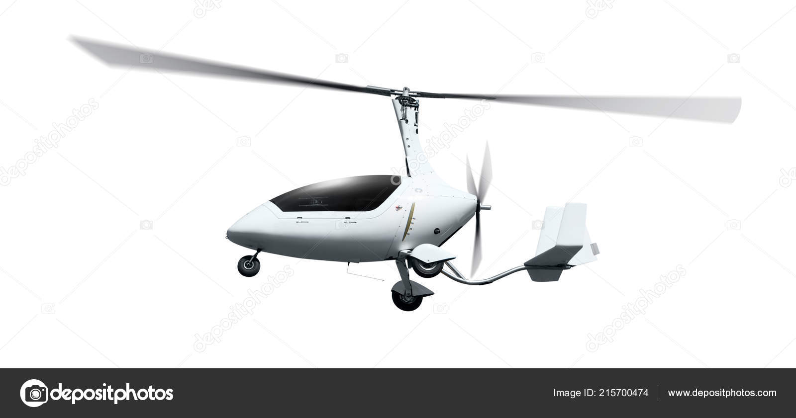 Autogyro Flight Rotating Propellers Isolated White Background — Stock ...