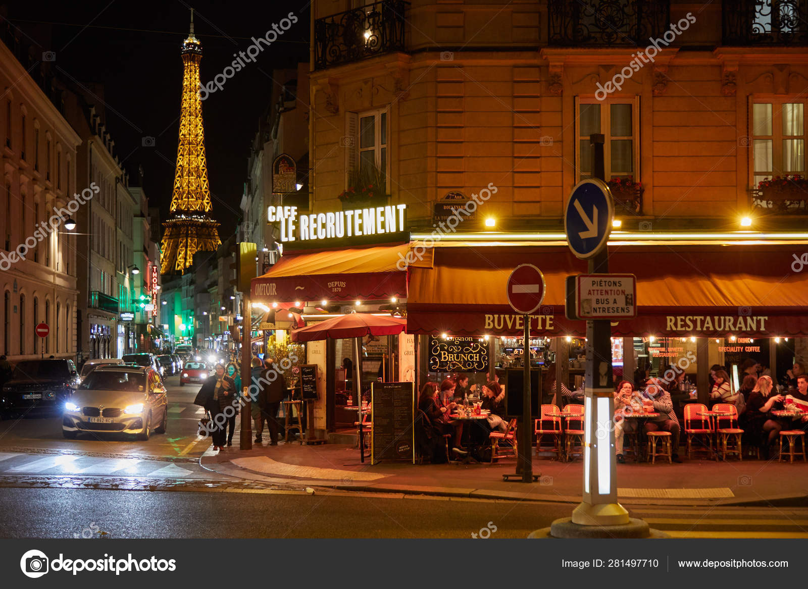 Paris Street Cafe At Night