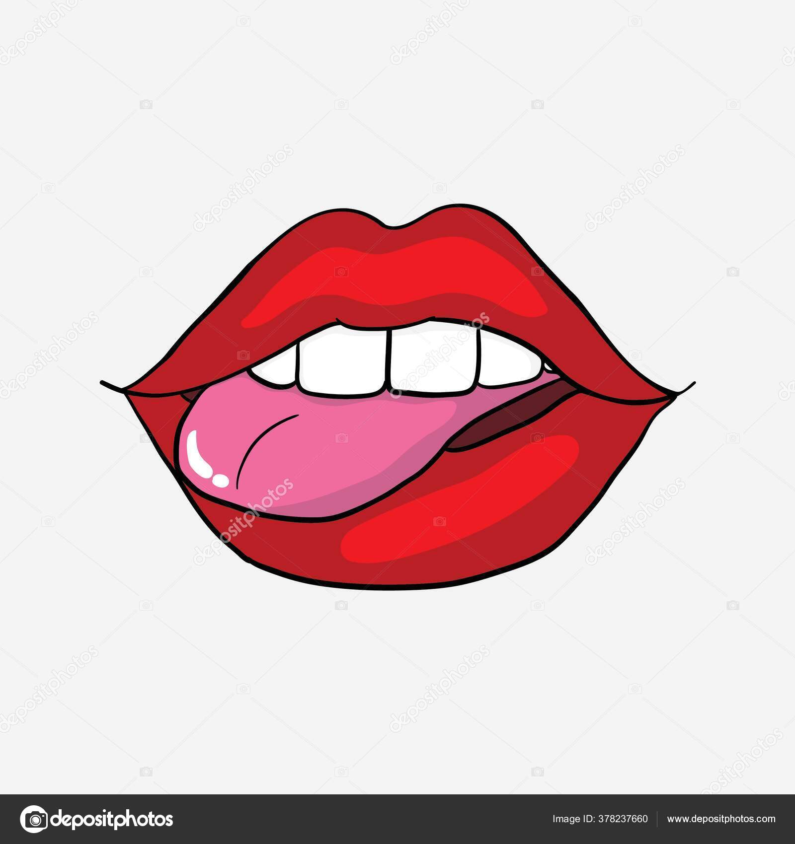 Insignia Labios Femeninos Icono Labios Brillantes Sobre Fondo Blanco ...