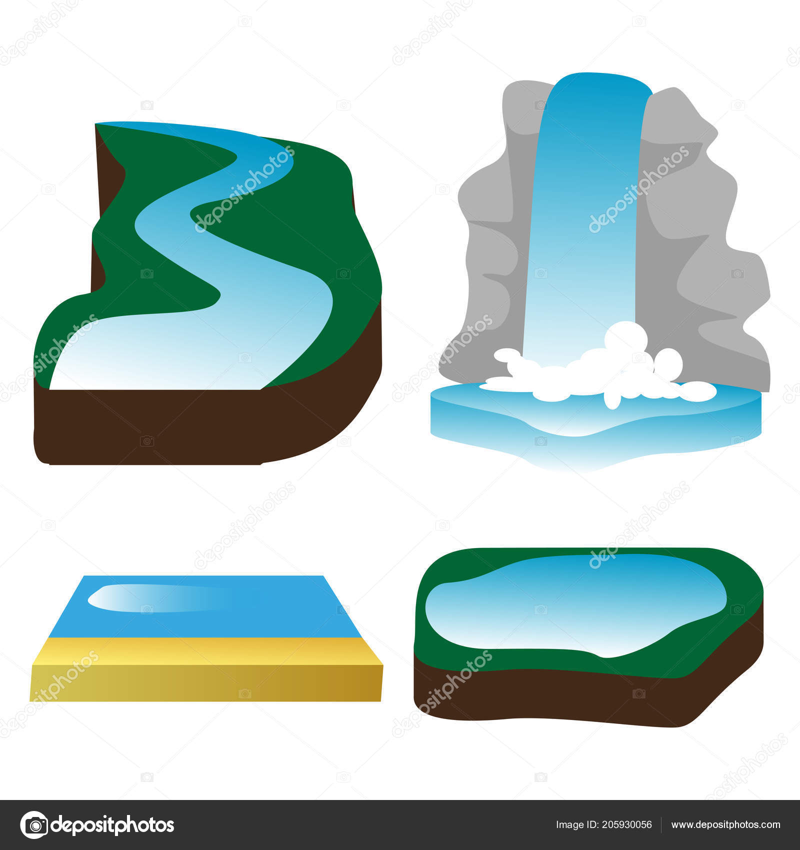 Waterfall, river, lake, water, nature, sea, ocean Stock Vector Image by ...
