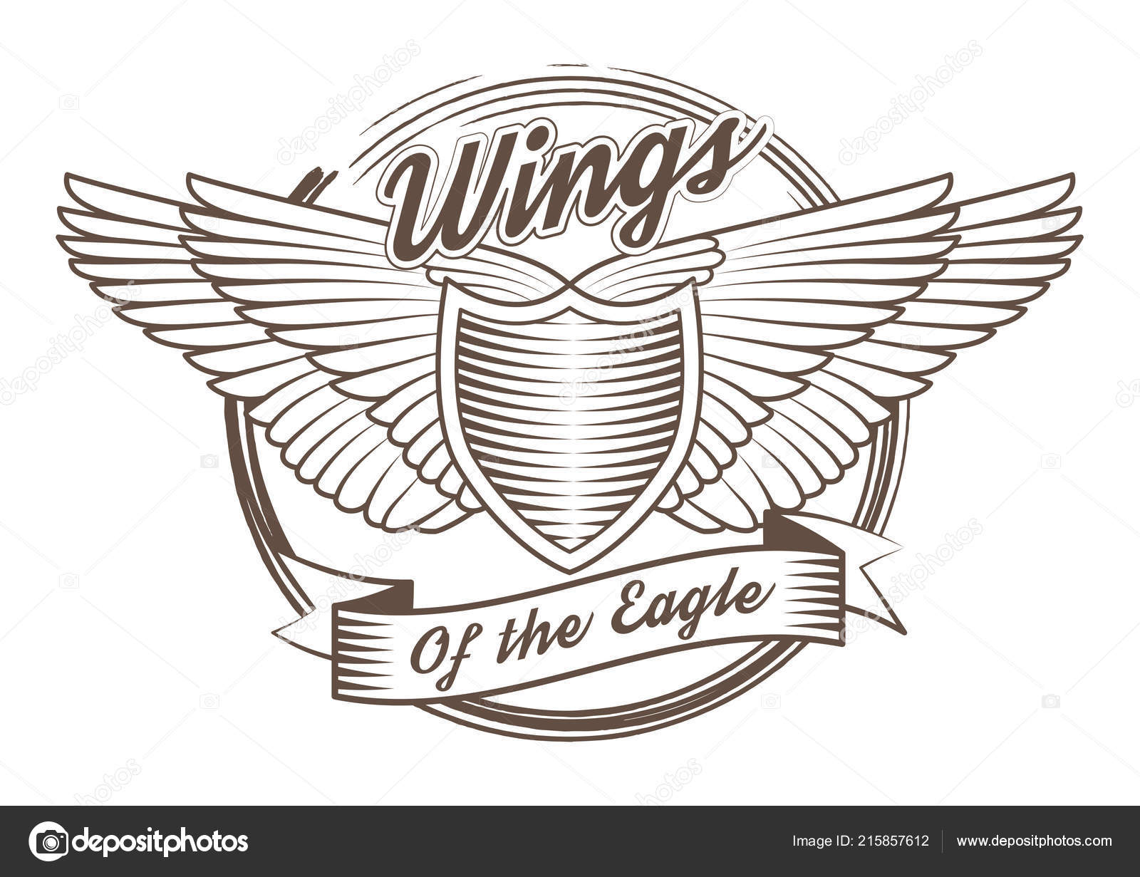 Graphic Emblem Composed Wings Shield Ribbon Stock Vector by ...