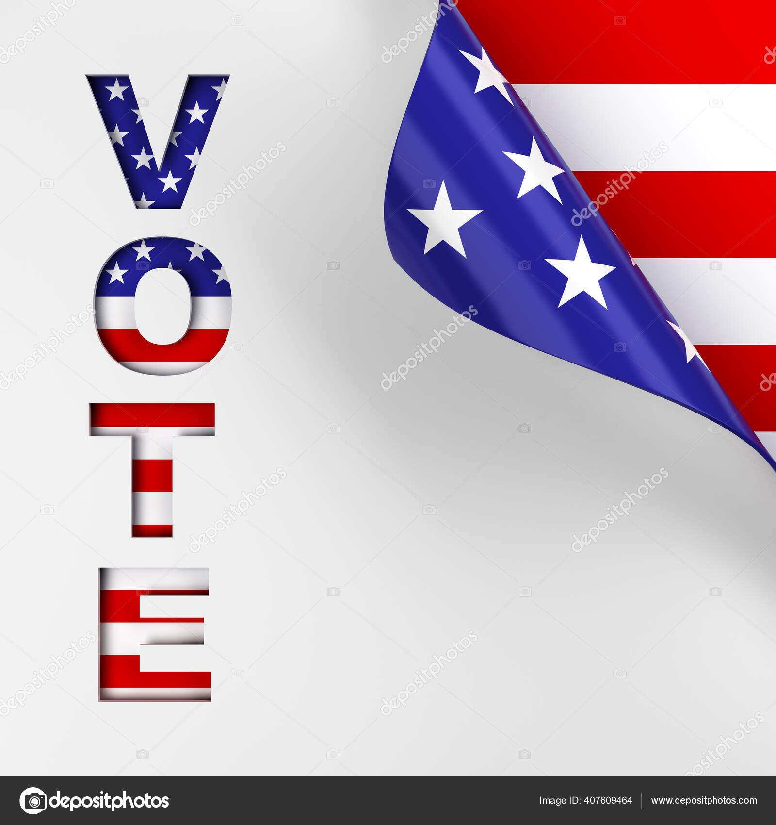 Vote Red White Blue American Flag Colors Page Turn Background — Stock ...