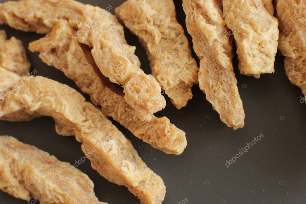 Semi-acabado carne de soja seca vegetarianos alimentos muchos pedazos ...