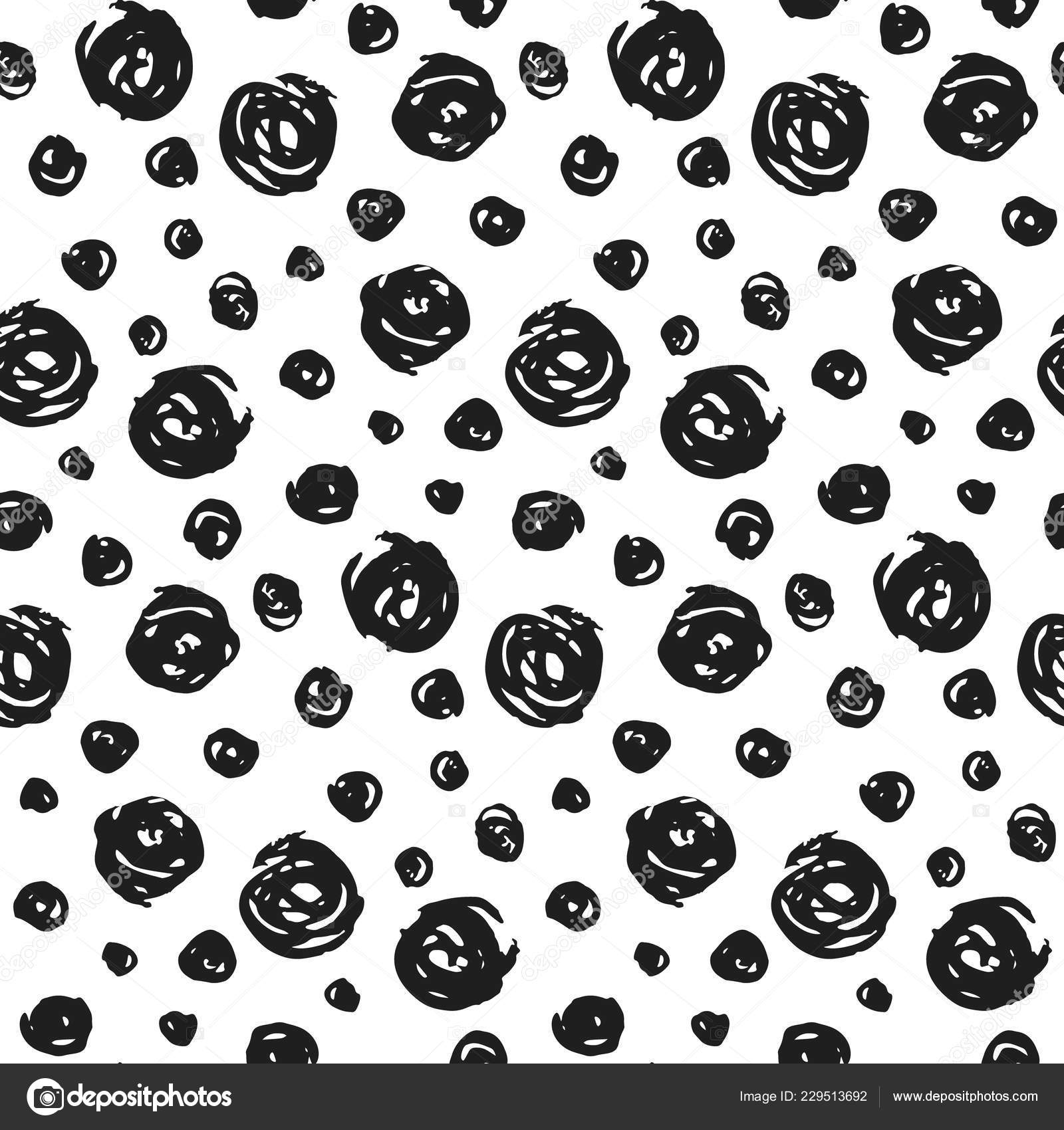 Hand drawn pattern with black round elements Stock Vector Image by ...