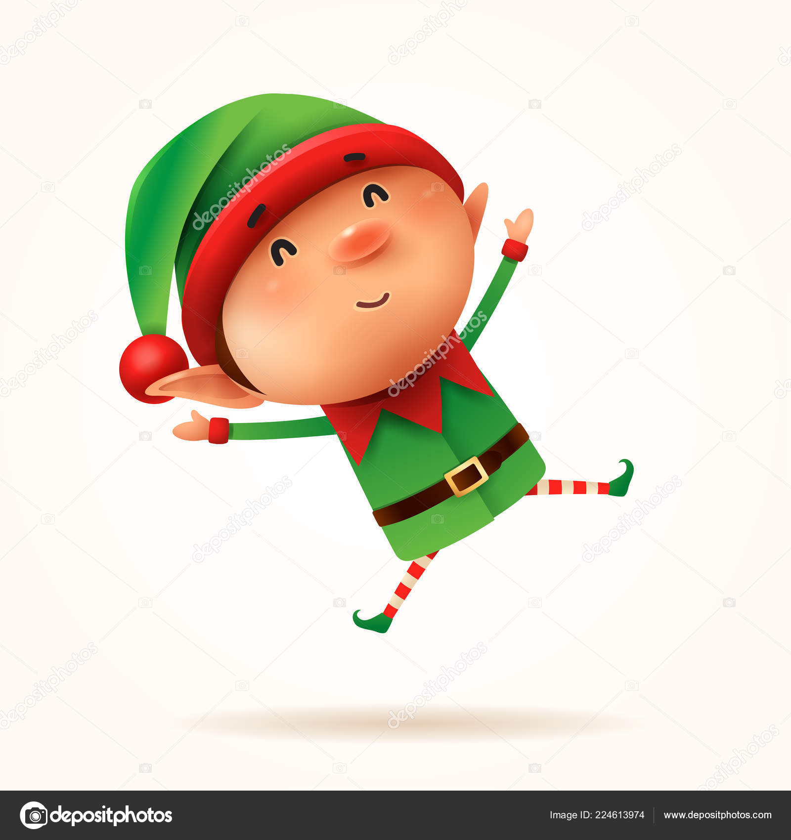 Little Elf Jumps Isolated Stock Vector by ©ori-artiste 224613974