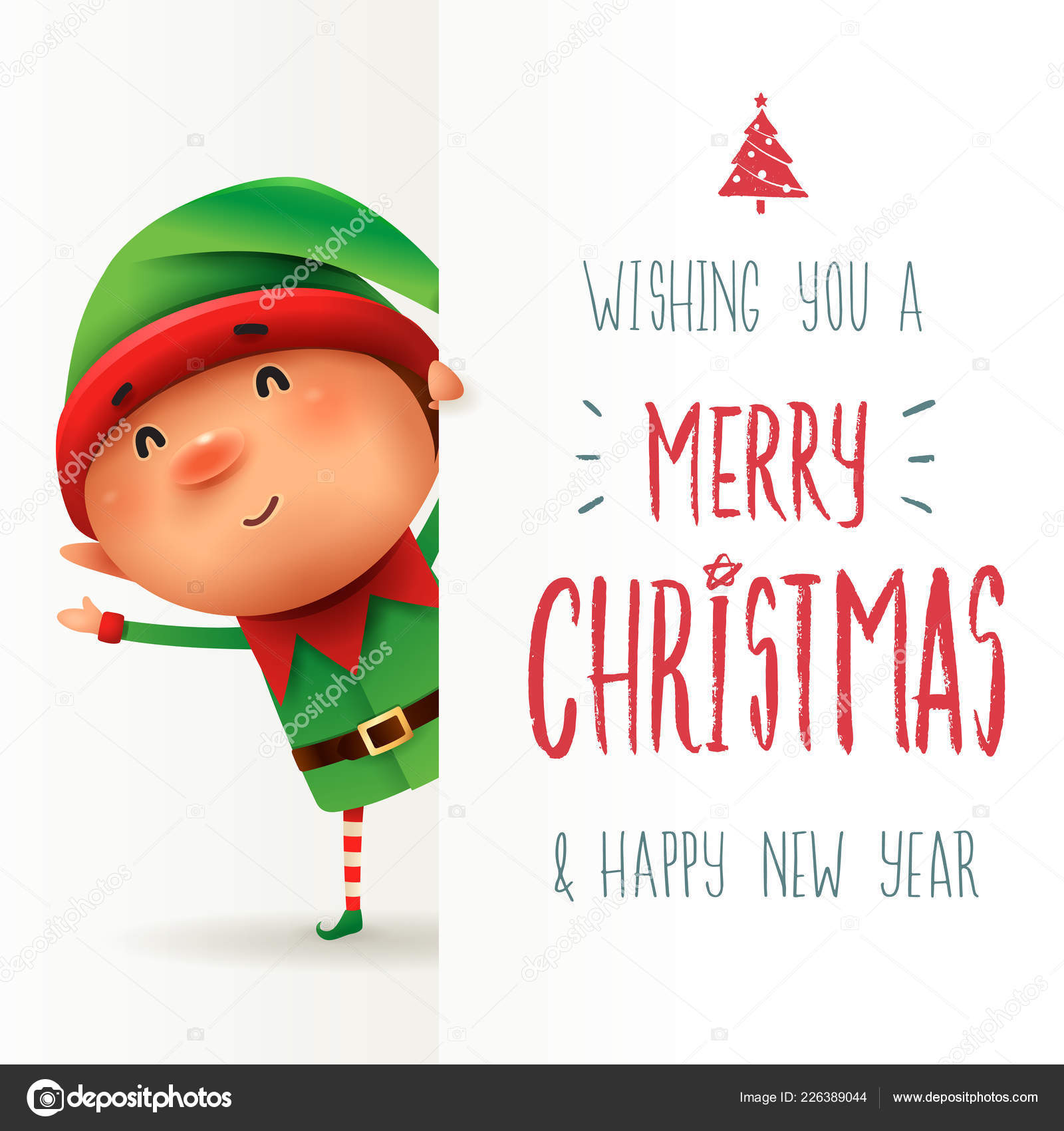 Little Elf Big Signboard Merry Christmas Calligraphy Lettering Design ...