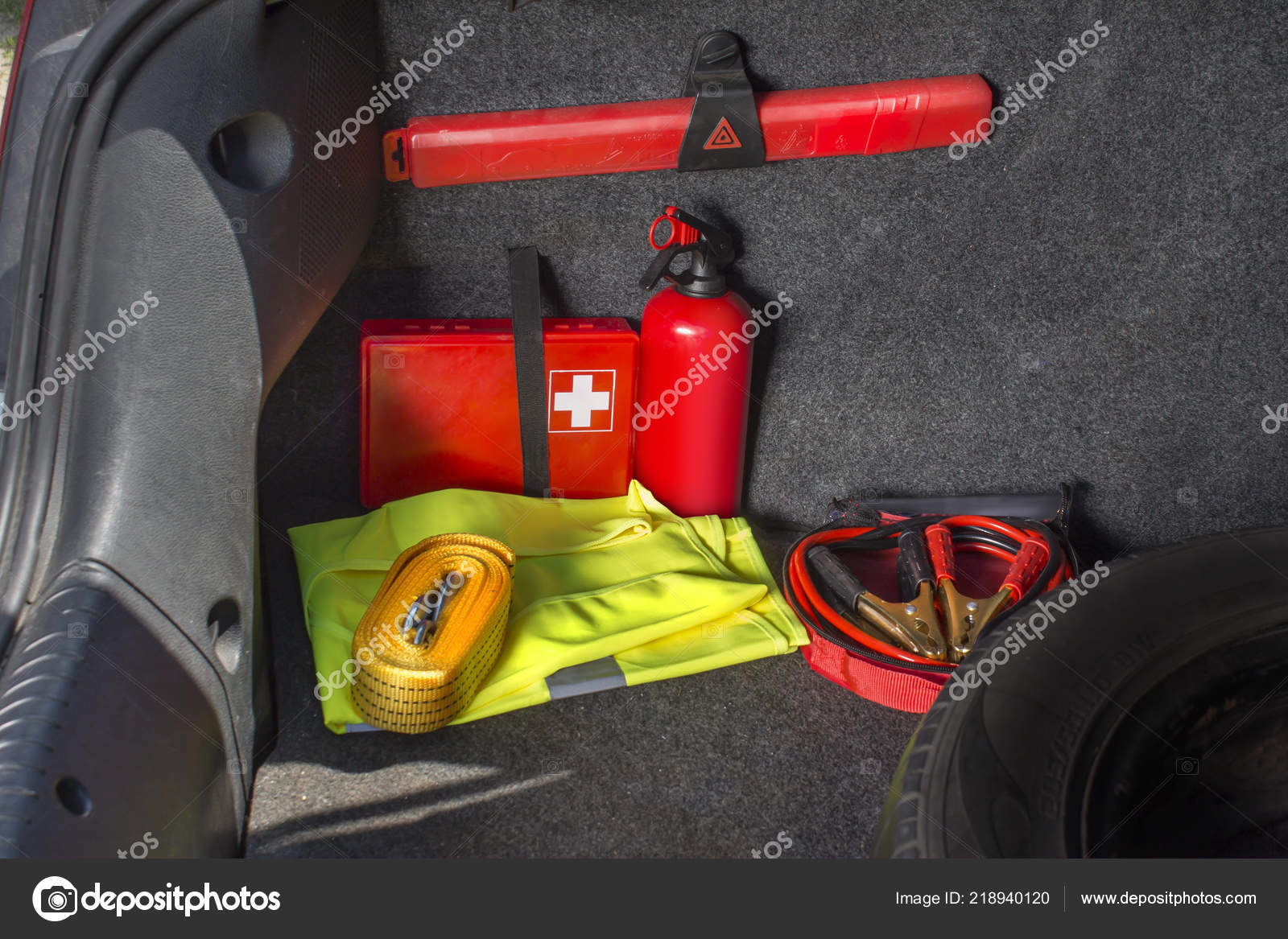 Interior Trunk Car Which First Aid Kit Fire Extinguisher Warning ...