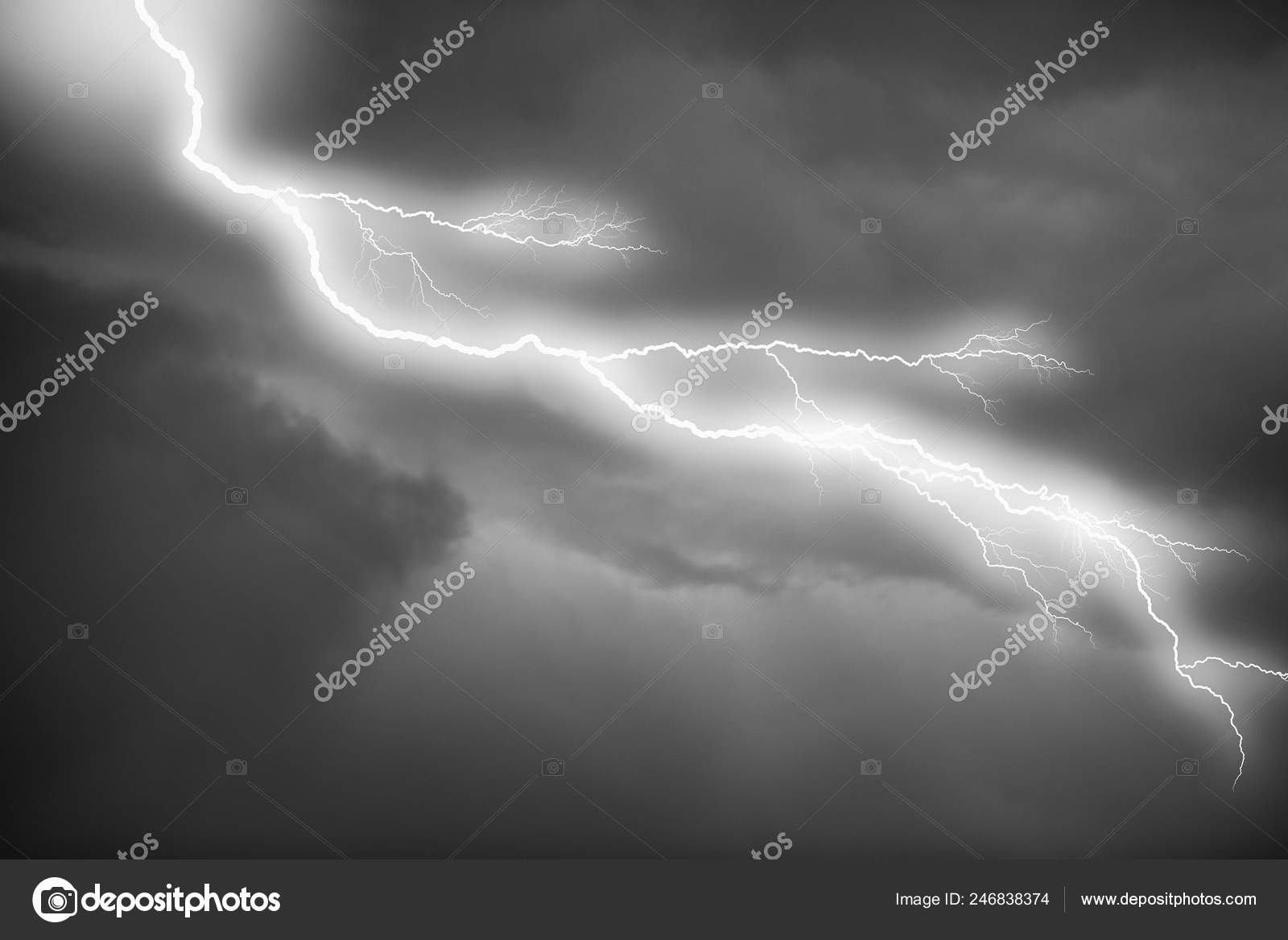 Storm Clouds Lightning Black And White