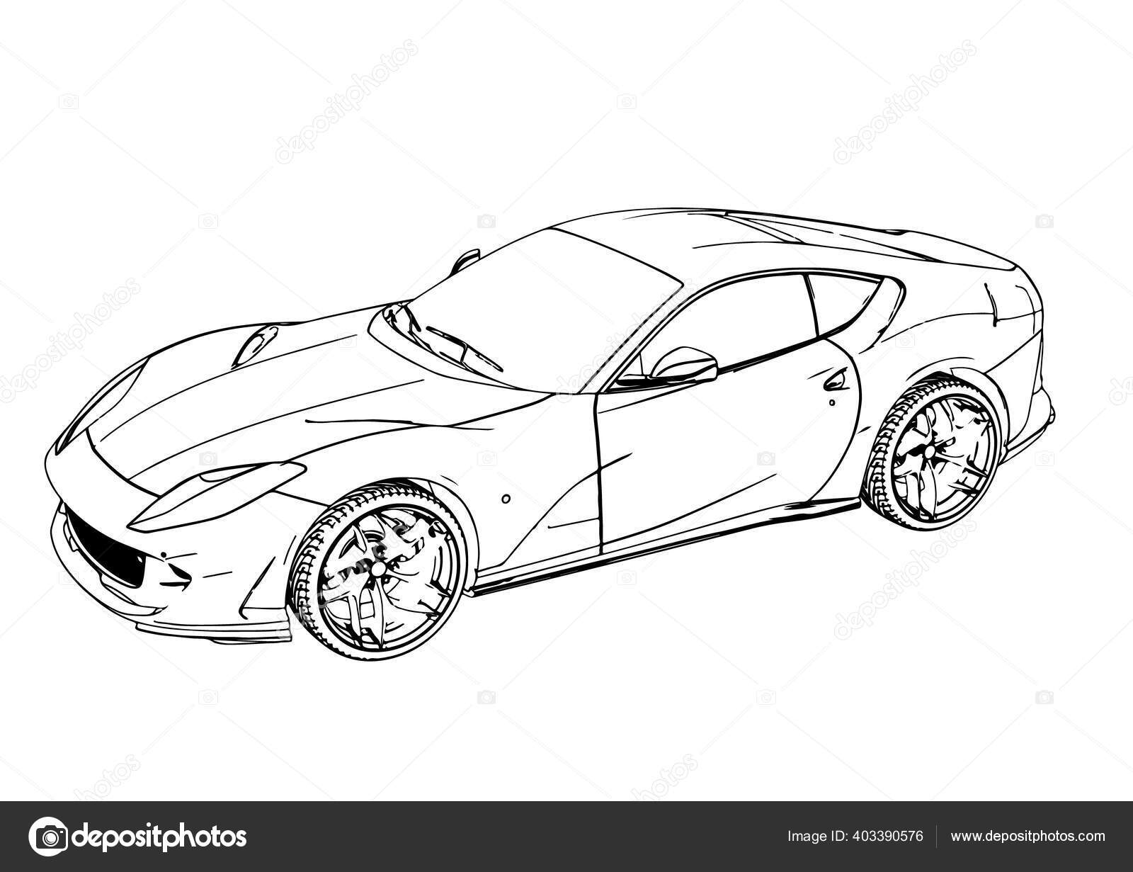 Vector Illustration Of Fast Moving Red Sport Car In