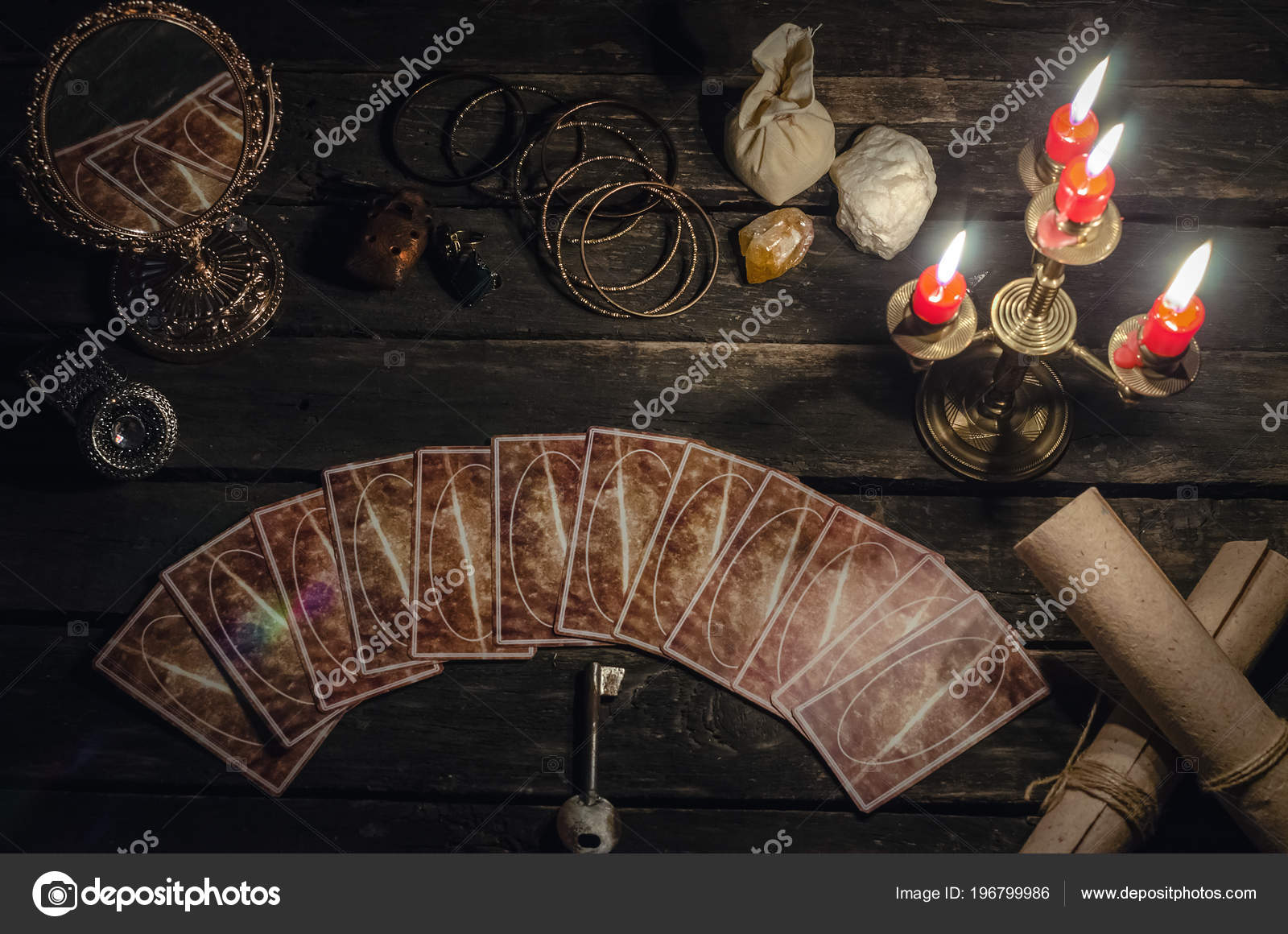 Tarot Cards Fortune Teller Desk Table Background Futune Reading Concept ...