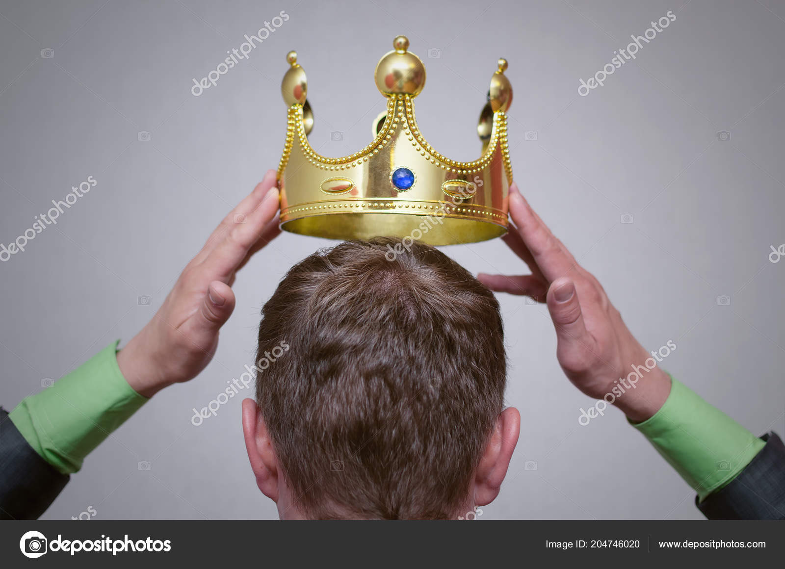 Hands Holding Golden Crown Head Award Ceremony Winner Self Proclamation ...