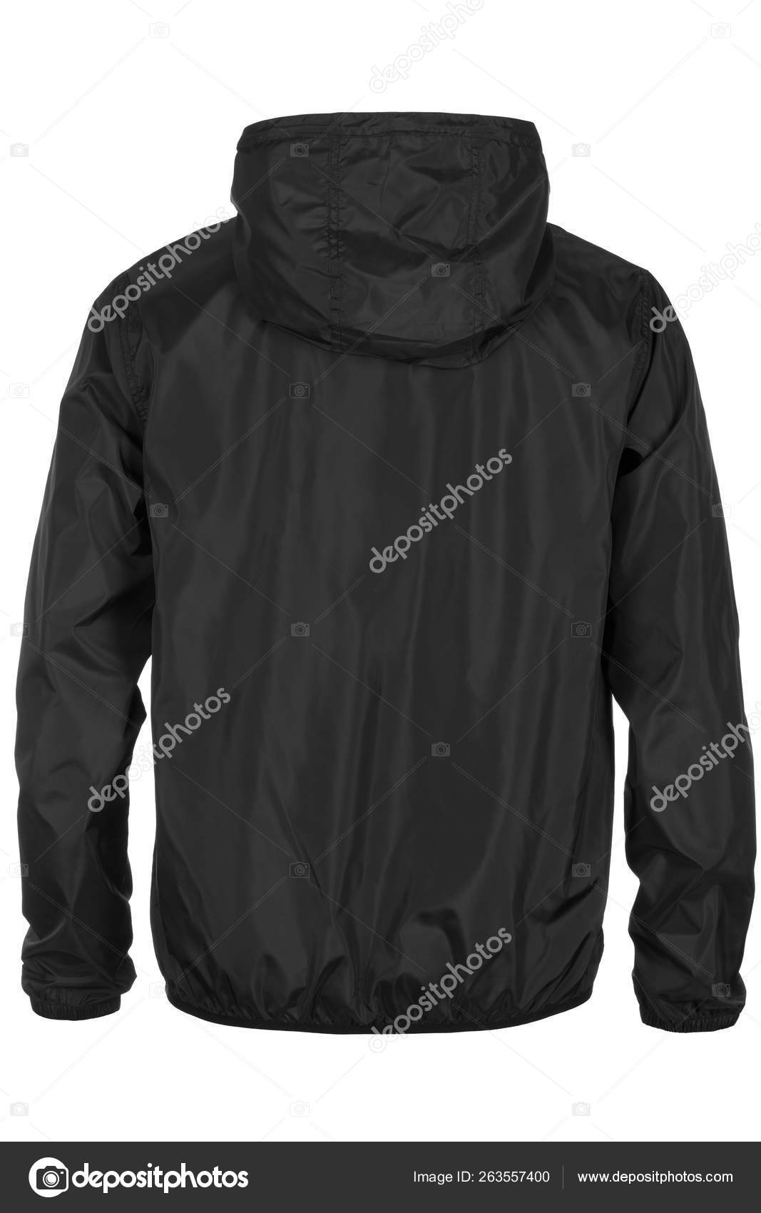 Back Black Windbreaker Jacket Isolated White Background — Stock Photo ...